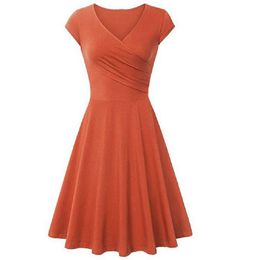 ZWY A-Linien-Kleid orange rock damen knielang