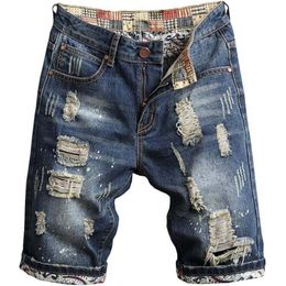FIDDY 3/4-Jeans Herren Sommer Jeans Shorts Kurze Hose Damen Short Bermuda Stretch