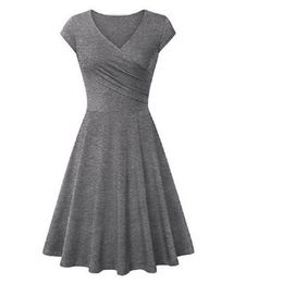 ZWY A-Linien-Kleid grau rock damen knielang