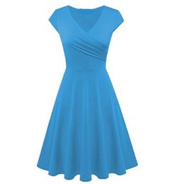 ZWY A-Linien-Kleid Blau rock damen knielang