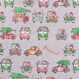 OTTO Stoff Lillestoff Bio Baumwollstoff Weihnachtsmööpmööp Autos Weihnachtsba, bunt|grau