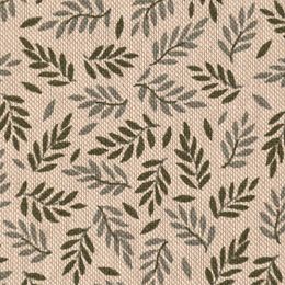 OTTO Stoff Dekostoff Leinenlook Leaf Scandi Mini-Blätter natur grün 1,40m