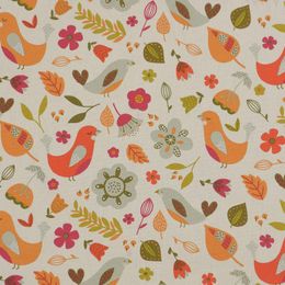 OTTO Stoff Fryetts Dekostoff Baumwollstoff Blumen Vögel beige bunt 138cm