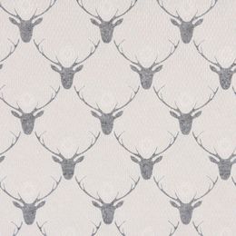 OTTO Stoff Gardinenstoff Dekostoff Reliefstruktur Hirschköpfe beige grau 1,60m, beige|grau