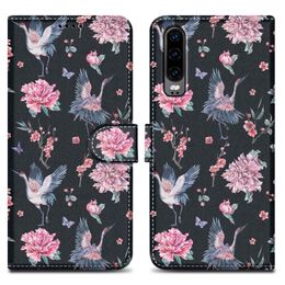 Cadorabo Handyhülle für Huawei P30 Hülle Huawei P30, Handy Schutzhülle - Hülle, Standfunktion, Kartenfach, Magnetverschluss, schwarz
