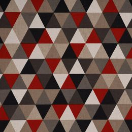OTTO Stoff Dekostoff Halbpanama Leinenlook Dreiecke rot schwarz 1,40m Breite, rot|schwarz