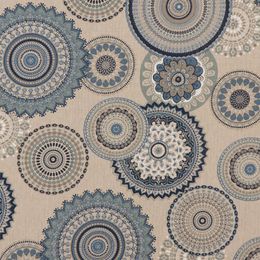 OTTO Stoff Dekostoff Halbpanama Leinenlook Mandalas natur blau 1,40m Breite