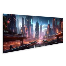 islandburner Leinwandbild Futuristische Stadt Im Cyberpunk Stil Überragend Cyberpunk S Bilder
