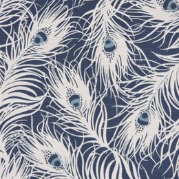 OTTO Stoff Clarke & Clarke DekostoffFedern Pfau dunkelblau weiß blau 138cm