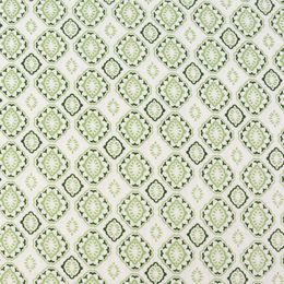 OTTO Stoff Gardinenstoff Dekostoff Landhausstoff Ornamente weiß grün 1,60m