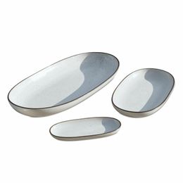 Mirabeau Geschirr-Set Servierplatte 3er Set Biarré weiß, Steinzeug