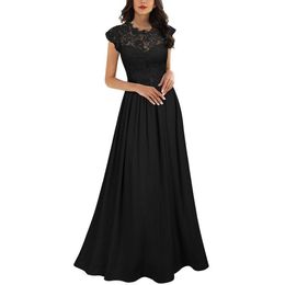 Orient Phoenix Abendkleid Damen Ballkleid Maxi Lang Abendkleider Elegant für Hochzeit Spitzen A-Linien-Kleid festlich V-Ausschnitt Cocktailkleid Lange Chiffon