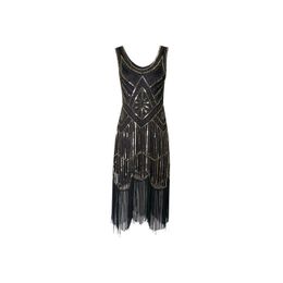 FIDDY Abendkleid Vintage-Kleid mit Pailletten und Quasten