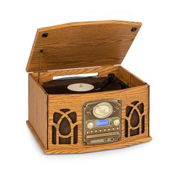 Auna NR-620 DAB Stereoanlage Holz Plattenspieler DAB+ CD-Player braun Braun
