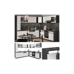 VICCO Eckk&uuml;che K&uuml;chenblock Einbauk&uuml;che R-Line J-Shape Anthrazit Wei&szlig; 277x257 cm modern K&uuml;chenschr&auml;nke K&uuml;chenm&ouml;bel