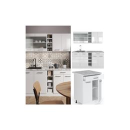 VICCO Küchenzeile Küchenblock Einbauküche R-Line Single Weiß Hochglanz 160 cm