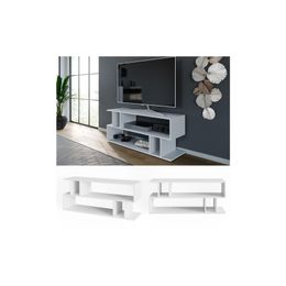 VICCO TV-Regal Fernsehregal Wohnzimmeregal Karel Wei&szlig; Lowboard TV-Tisch Ablage