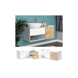 VICCO Waschtischunterschrank Alf 105 x 45 cm, Wei&szlig; Artisan Eiche, Badezimmer
