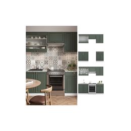VICCO K&uuml;chenzeile K&uuml;chenblock Einbauk&uuml;che Fame-Line Landhaus Wei&szlig; Gr&uuml;n Gold 200 cm K&uuml;chen Schr&auml;nke Schubunterschrank Sp&uuml;lenunterschrank H&auml;ngeschrank H&auml;ngeglasschrank
