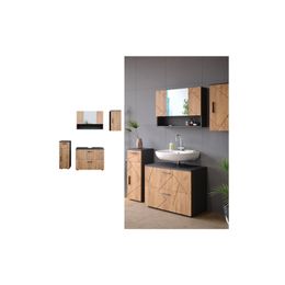 VICCO Badm&ouml;belset Irma Anthrazit Eiche modern 80 cm 30 cm Badezimmerschrank Badschrank Badezimmerm&ouml;bel Waschtischunterschrank Spiegelschrank Midischrank H&auml;ngeschrank Schrankt&uuml;r Schrankschublade