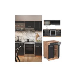 VICCO K&uuml;chenzeile K&uuml;chenblock Einbauk&uuml;che R-Line 200 cm Front Anthrazit