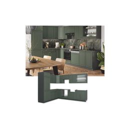 VICCO Eckk&uuml;che K&uuml;chenzeile Einbauk&uuml;che Fame-Line Landhaus Anthrazit Gr&uuml;n Gold 227x287 cm Sp&uuml;lenunterschrank Schubunterschrank Eckunterschrank Herdumbauschrank H&auml;ngeschrank K&uuml;hlumbauschrank