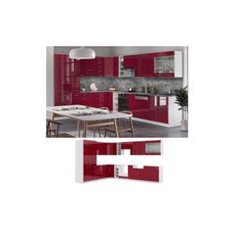 VICCO Eckk&uuml;che Fame-LINE K&uuml;chenzeile K&uuml;che 257x347 cm Bordeaux Hochglanz