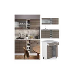 VICCO K&uuml;chenzeile K&uuml;chenblock Einbauk&uuml;che R-Line Single Wei&szlig; Edelgrau 160 cm