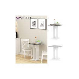 VICCO Esstisch Repose K&uuml;chentisch Esszimmer Tisch S&auml;ulentisch wei&szlig; beton 65x65 cm