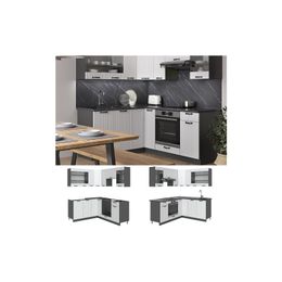 VICCO K&uuml;chenzeile Fame-Line Landhaus Eckk&uuml;che Winkel K&uuml;che Einbau Anthrazit