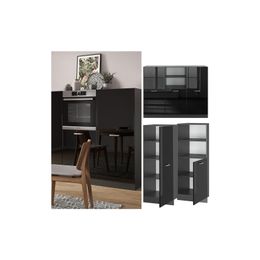 VICCO K&uuml;chenzeile R-Line Solid Anthrazit Schwarz 180 cm modern K&uuml;chenschr&auml;nke K&uuml;chenm&ouml;bel