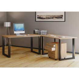 PKline Eckschreibtisch Computer Schreibtisch Arbeitstisch PC Büro Tisch Eiche Dekor