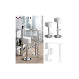 VICCO Bartisch VINCENT Wei&szlig; Bartresen Stehtisch Tresentisch Bistrotisch Bar inkl. Barhocker