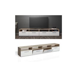 VICCO Lowboard Diego Fernsehschrank Sideboard TV Fernsehtisch Sonoma Wei&szlig;