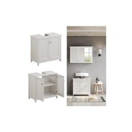 VICCO Waschtischunterschrank Riad, 60 x 58 cm, Weiß, 2 Türen, Badezimmer