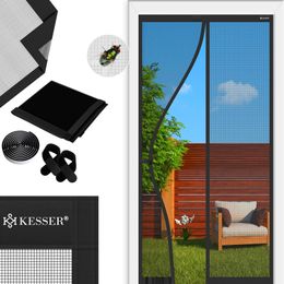 Kesser® Magnet Fliegengitter Tür Insektenschutz Magnetvorhang Türvorhang Schutzgitter mit kinderleichter Inkl. Klebemontage für Balkontür Terrassentür Kellertür Montage Ohne Bohren