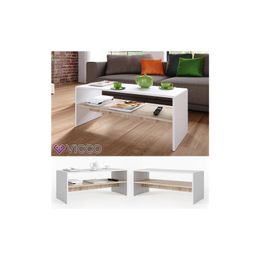 VICCO Couchtisch Wei&szlig; Sonoma Eiche Wohnzimmer Sofatisch Kaffeetisch Tisch