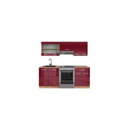 VICCO K&uuml;chenzeile K&uuml;chenblock Einbauk&uuml;che R-Line 200 cm Front Bordeaux
