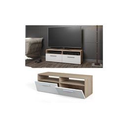 VICCO Lowboard Diego Fernsehschrank Sideboard TV Fernsehtisch Sonoma Wei&szlig;