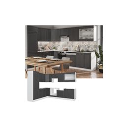 VICCO Eckk&uuml;che K&uuml;chenzeile Einbauk&uuml;che Fame-Line Landhaus Wei&szlig; Anthrazit Gold 227x287 cm Sp&uuml;lenunterschrank Schubunterschrank Eckunterschrank Herdumbauschrank H&auml;ngeschrank K&uuml;hlumbauschrank