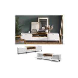 VICCO Lowboard Anteo, Weiß Oak, 200 x 45 cm, moderne Wohnzimmer Serie, Wohnwand