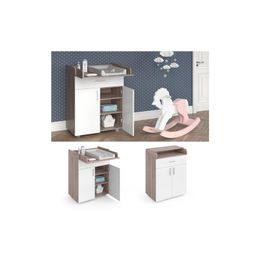 VICCO Wickeltisch Wickelkommode Wickelschrank Lena Wei&szlig; Sonoma Wickelaufsatz Schublade