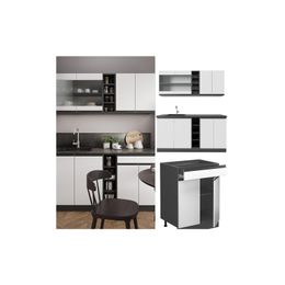 VICCO K&uuml;chenzeile K&uuml;chenblock Einbauk&uuml;che R-Line J-Shape Anthrazit Wei&szlig; 160 cm modern K&uuml;chenschr&auml;nke K&uuml;chenm&ouml;bel
