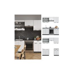 VICCO K&uuml;che Fame-Line 200 cm K&uuml;chenzeile Landhaus K&uuml;chenblock Einbau Anthrazit