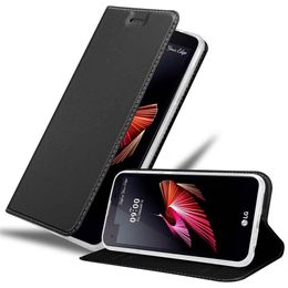 Cadorabo Handyhülle für LG X SCREEN Hülle LG X SCREEN, Schutzhülle Hülle mit Standfunktion, Magnetverschluss und Kartenfach, schwarz, CLASSY SCHWARZ