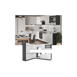 VICCO K&uuml;chenzeile Fame-Line Landhaus Eckk&uuml;che Winkel K&uuml;che Einbau Anthrazit