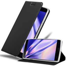Cadorabo Handyhülle für OnePlus 2 Hülle OnePlus 2, Schutzhülle Hülle mit Standfunktion, Magnetverschluss und Kartenfach, schwarz, CLASSY SCHWARZ