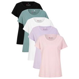 bonprix Rundhals-Shirt, Kurzarm (5er Pack)