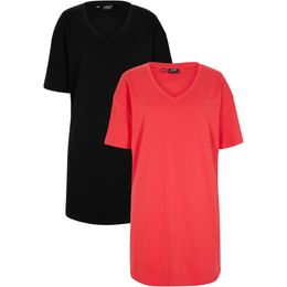 bonprix T-Shirtkleid mit V-Ausschnitt, oversize (2er Pack)