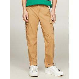 Tommy Hilfiger Webhose CARGO WOVEN PANTS Kinder bis 16 Jahre, Cargotaschen, elastischer Taillenbund, braun